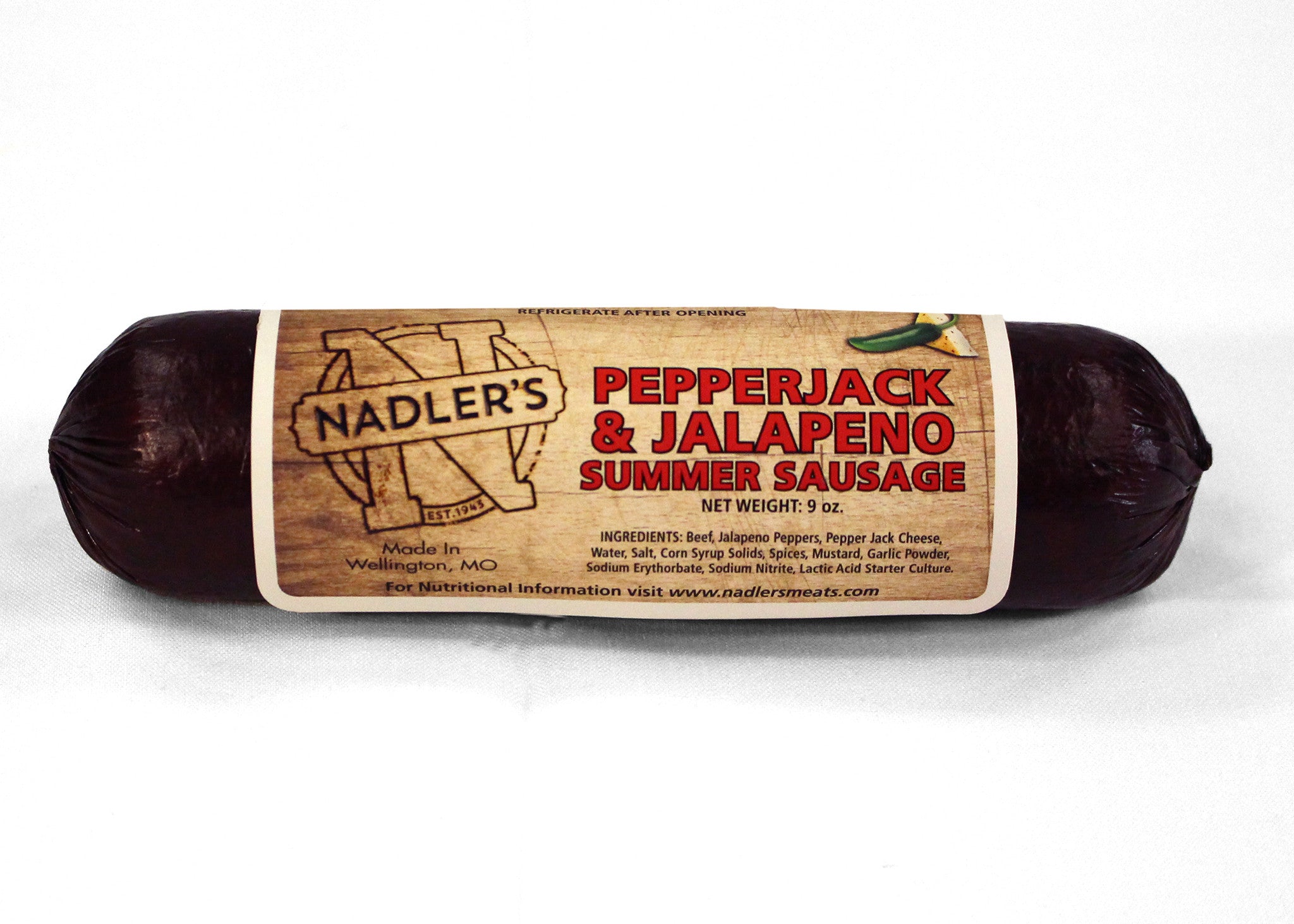 Beef Pepper Jack & Jalapeno Summer Sausage - Nadler's Meats